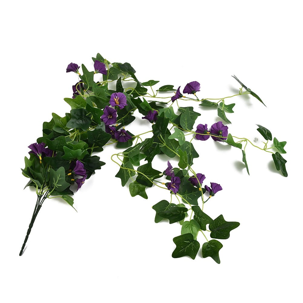 FANJIE Artificial Fake Hanging Silk Flowers Vine Plant for Garden Home Decor Indoor Outdoor ...