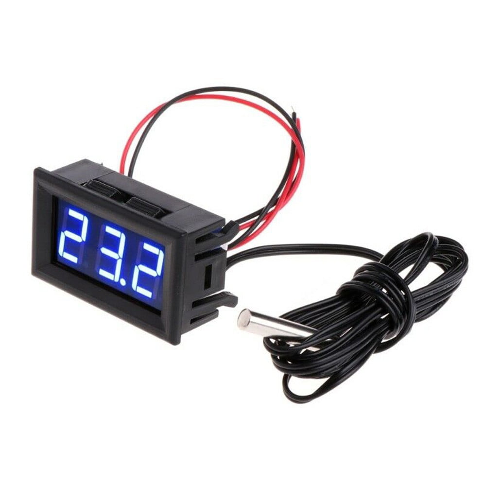 FANJIE Digital 12V LED Temperature Monitoring Thermometer Meter with ...