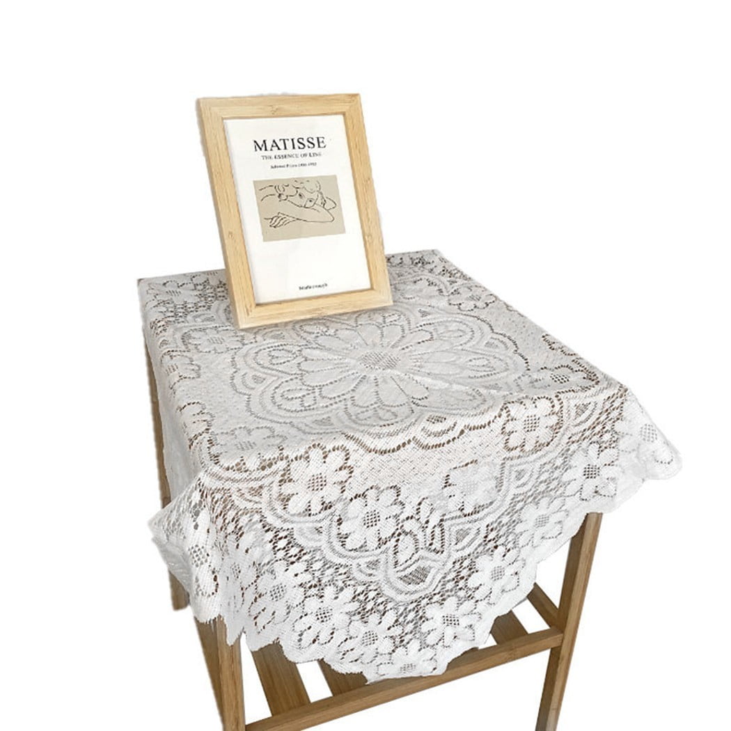 FANJIE White Lace Coffee Table Tablecloth Rectangular Dust-Proof Table ...