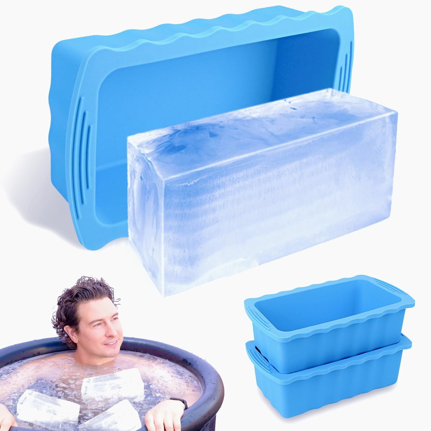 FANL 2PC Extra Large Ice Block Molds, 6LB Giant Ice Cube Molds for ...