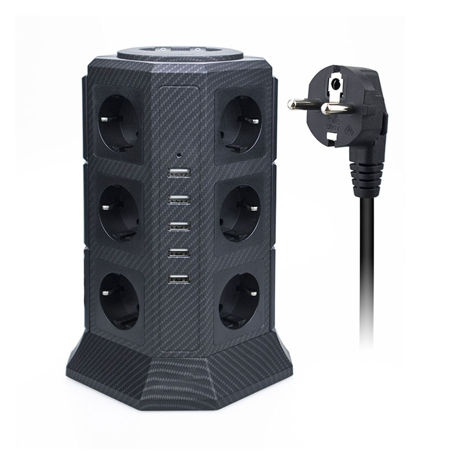FANL Power Strip Tower 12 EU Sockets 5 USB Ports With 2M/6.5 Ft ...