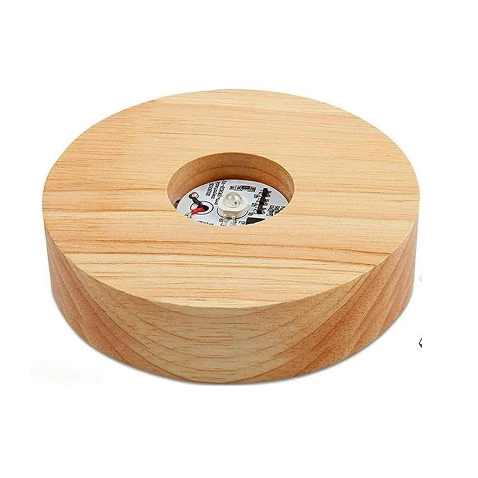 FANLEI 10cm Wood Light Base Rechargeable Wooden LED Light Rotating ...