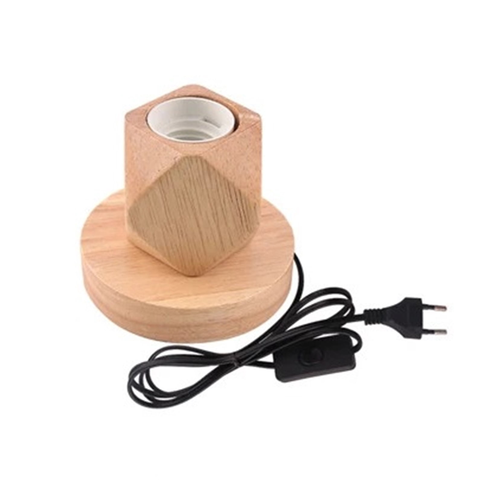FANLEI Vintage Wood Table Lamp Base E27 Socket Holder 220V 110V EU Plug ...