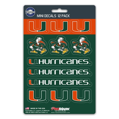 FANMATS 61174 Miami Hurricanes 12 Count Mini Decal Sticker Pack ...