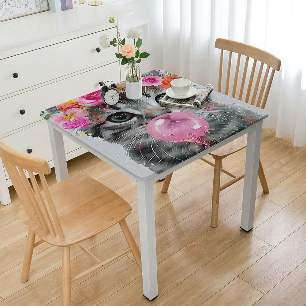 FANNA Cute Cat Square Table Cover, Oil Resistant, Wear Resistant ...