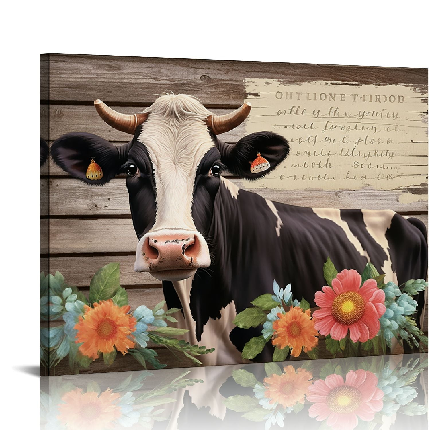FANNA Farmhouse Canvas Wall Art Rustic Cow Cattle Wall Decor ...