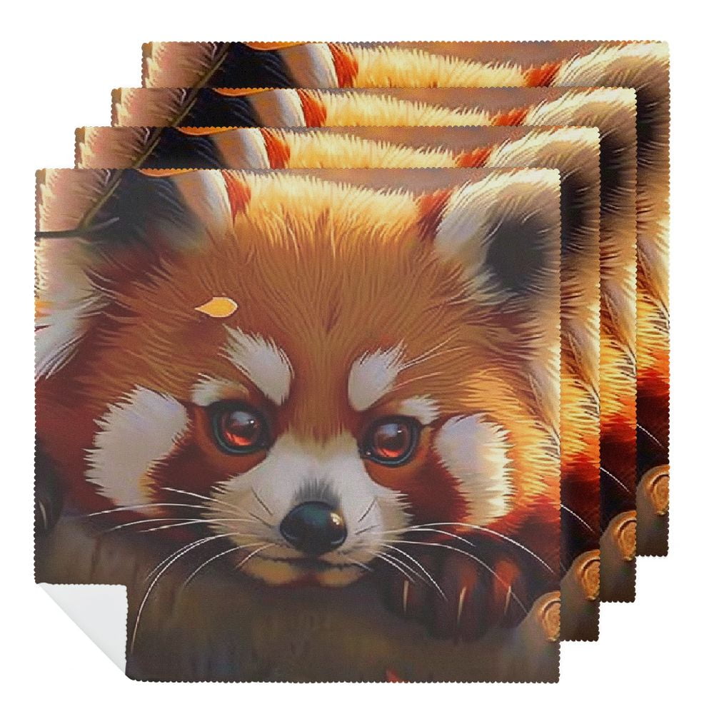 FANNA Red Panda Polyester Dinner Napkin for Dining Table Kitchen Daily ...