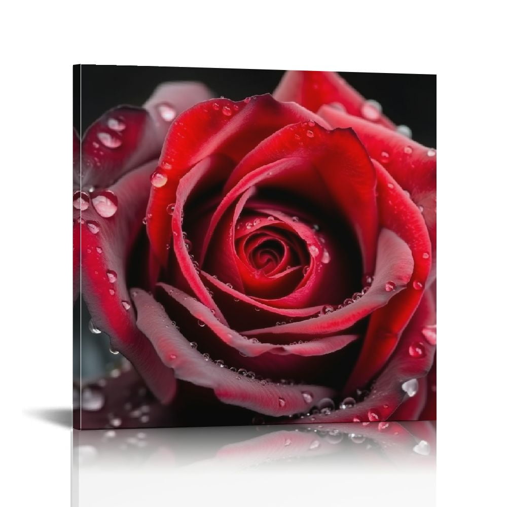 FANNA Red Rose Wall Art Rose Flower Picture Wall Decor Rose Canvas ...