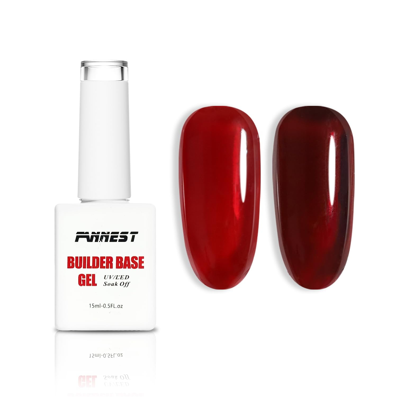 FANNEST Cherry Red Builder TMA2 Gel Base Coat for Nails Set, 2 Pcs 15 ml Kit, With Self ...