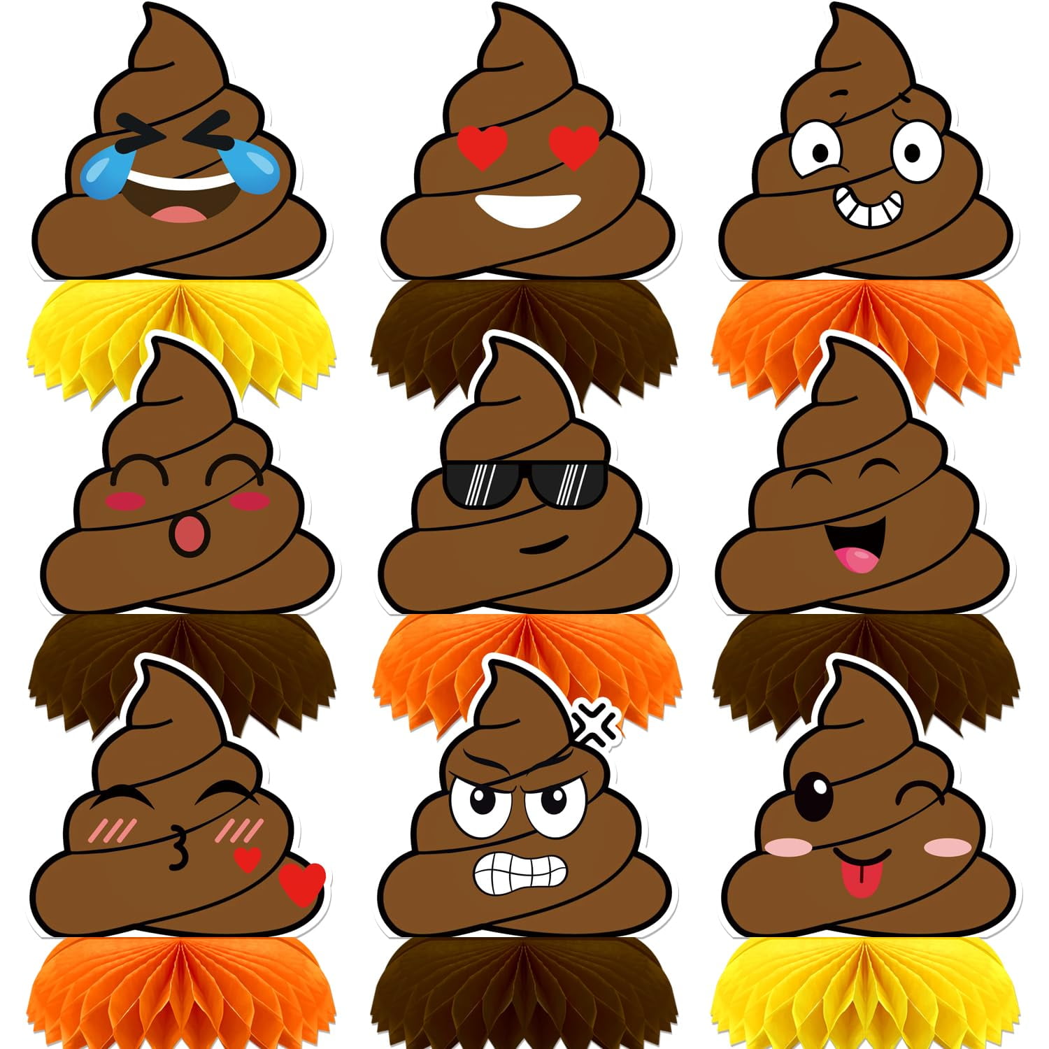 FANOST Funny Poop Emoji Party Decorations Table Centerpieces, 9 Pcs ...