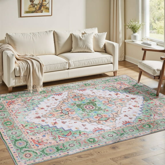 Area Rug for Living Room, Aqua Brown Non-Slip Indoor Large Carpet for ...