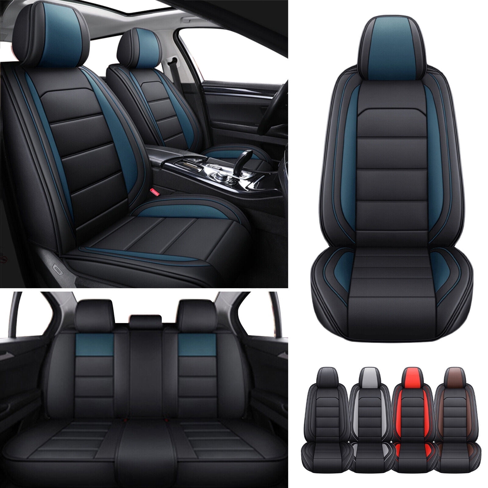 FANOTEK Black and Blue, PU Leather, Waterproof, Seat Covers - Walmart.com