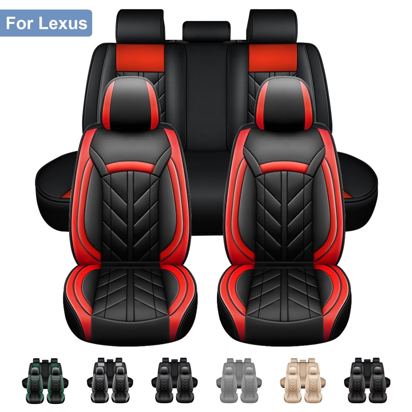 Lexus 5-Seats Waterproof Car Seat Covers, PU Leather Full Set Protector ...