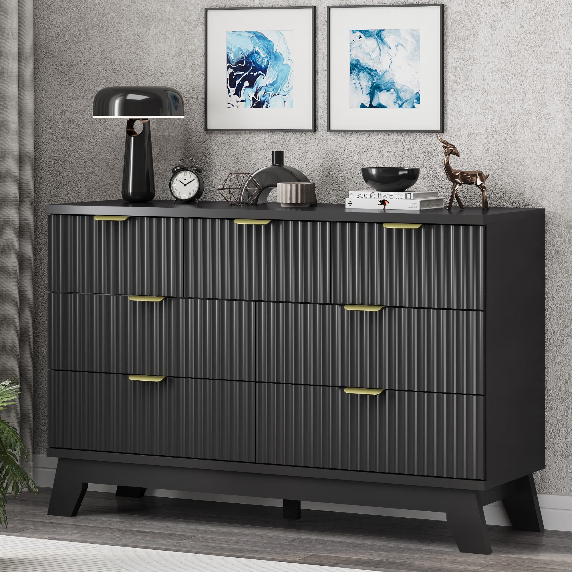 FANRAL 7 Drawer Dresser Fluted Dresser for Bedroom,Wooden Chest Of ...