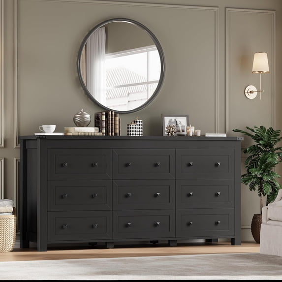 FANRAL Dresser for Bedroom with 9 Drawers,Wood Metal Handle Closet ...