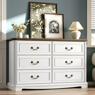 ACCOHOHO 6 Drawer Dresser for Bedroom, Farmhouse 46" High Wooden ...