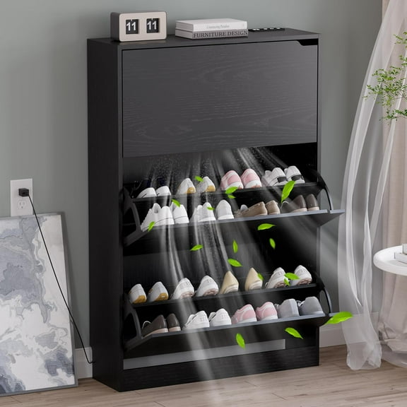 6-Tier Shoe Storage Cabinet, 45'' Large Farmhouse Shoe Cabinet for ...