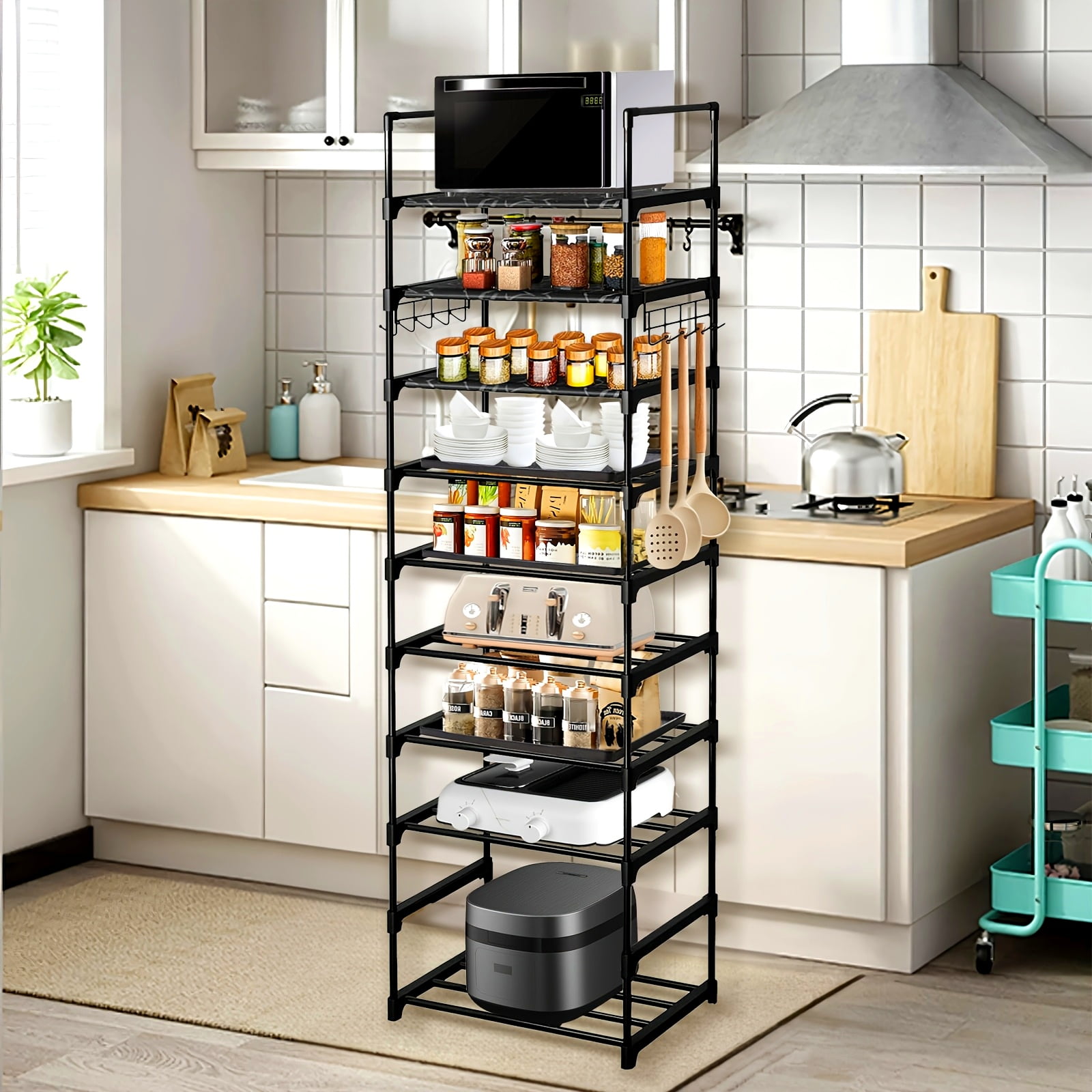 FANRUINA 10-Tier Large Capacity Kitchen Rack, Adjustable Shelving, And ...