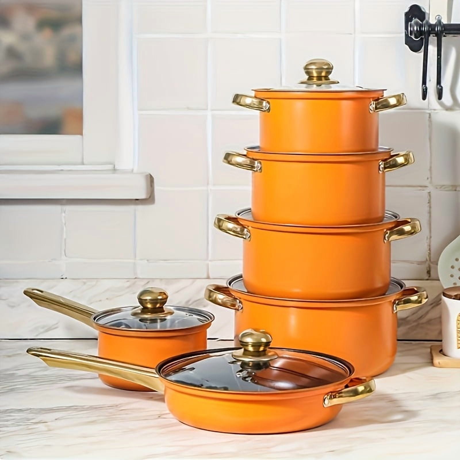 FANRUINA 10pcs/12pcs Stainless Steel Cookware Set With Glass Lid - For ...