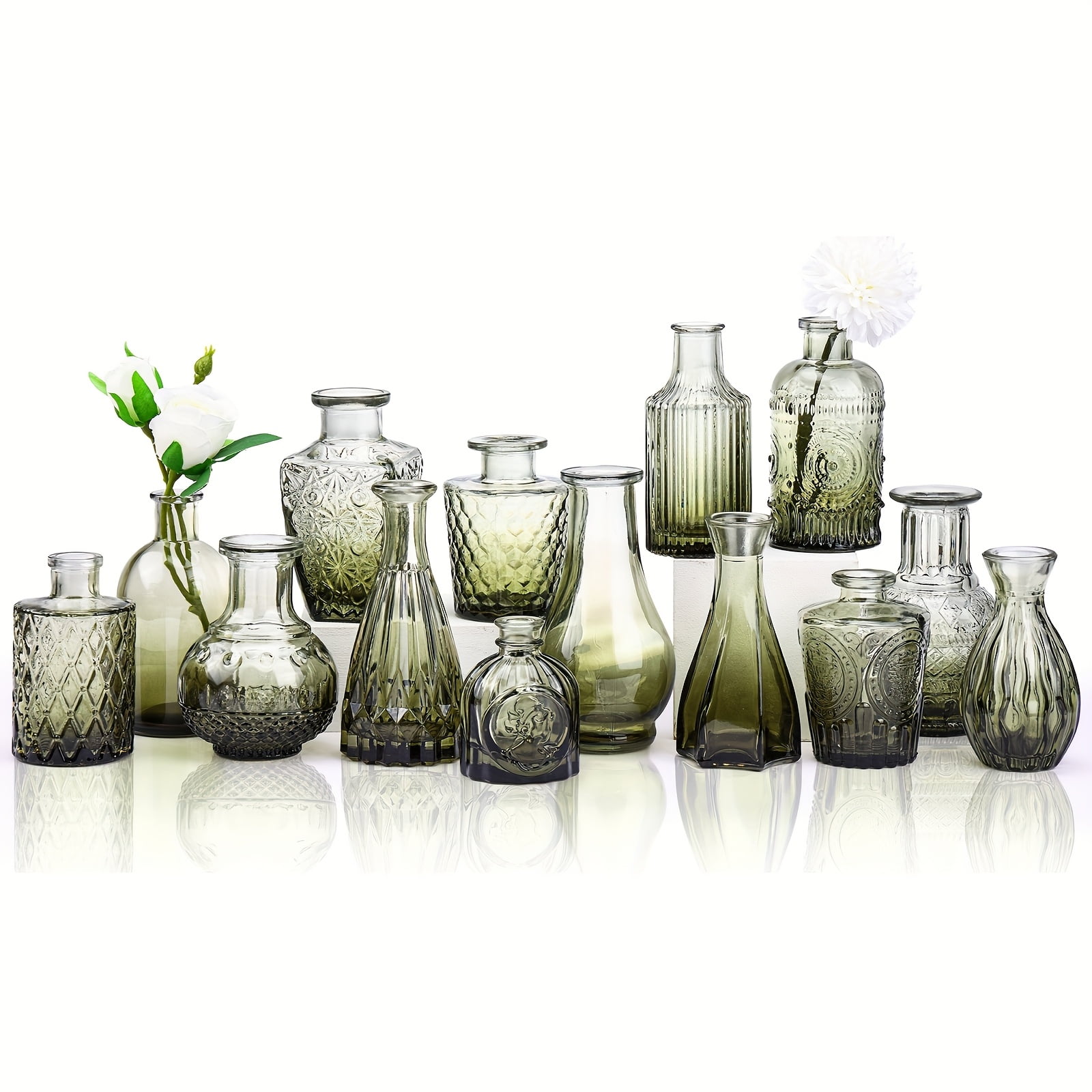 FANRUINA 14/18/36pcs Flower Bud Vases - Vintage Transparent Glass with ...