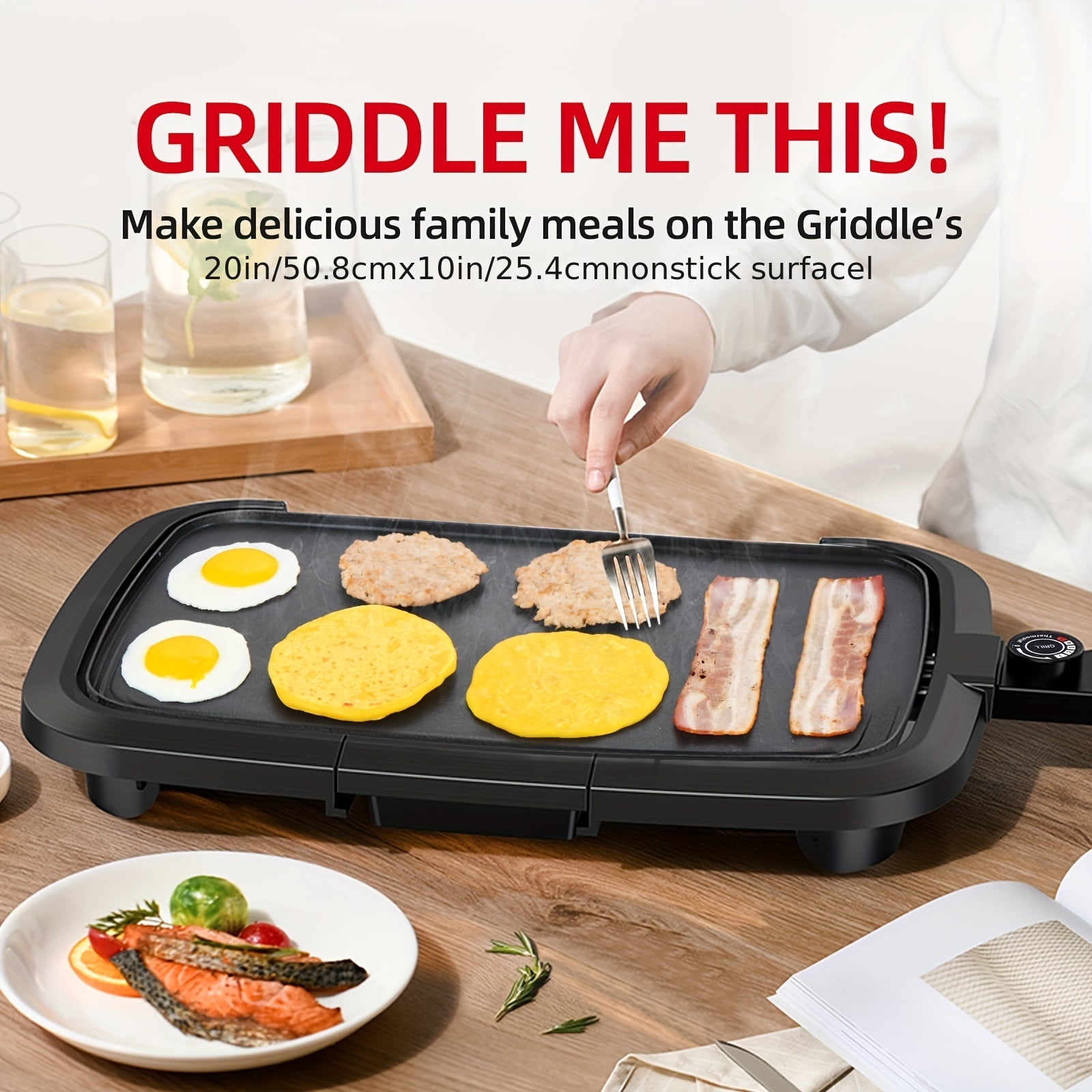 FANRUINA 20" Electric Griddle, Extra Large Non-Stick Pancake Grill for ...