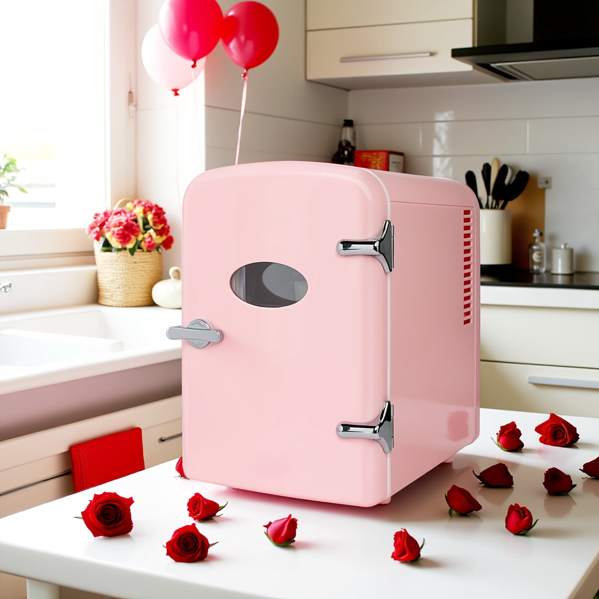 FANRUINA 6-Can Mini Fridge - 1.06gal Portable Cooler/Warmer for Bedroom ...