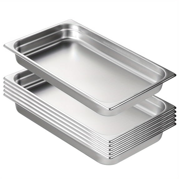 FANRUINA 6 Pack Full Size Hotel Pans, Anti-Jam Stainless Steel Steam ...