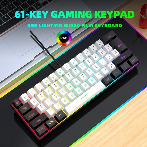 FANRUINA 60% Wired Gaming Keyboard, RGB Backlight, Mini Small Size ...