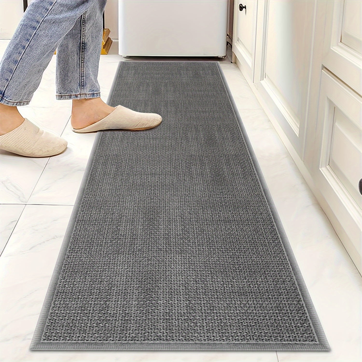 FANRUINA 60"x26" Jute Kitchen Runner Rug and Mat Non Skid, Rubber ...