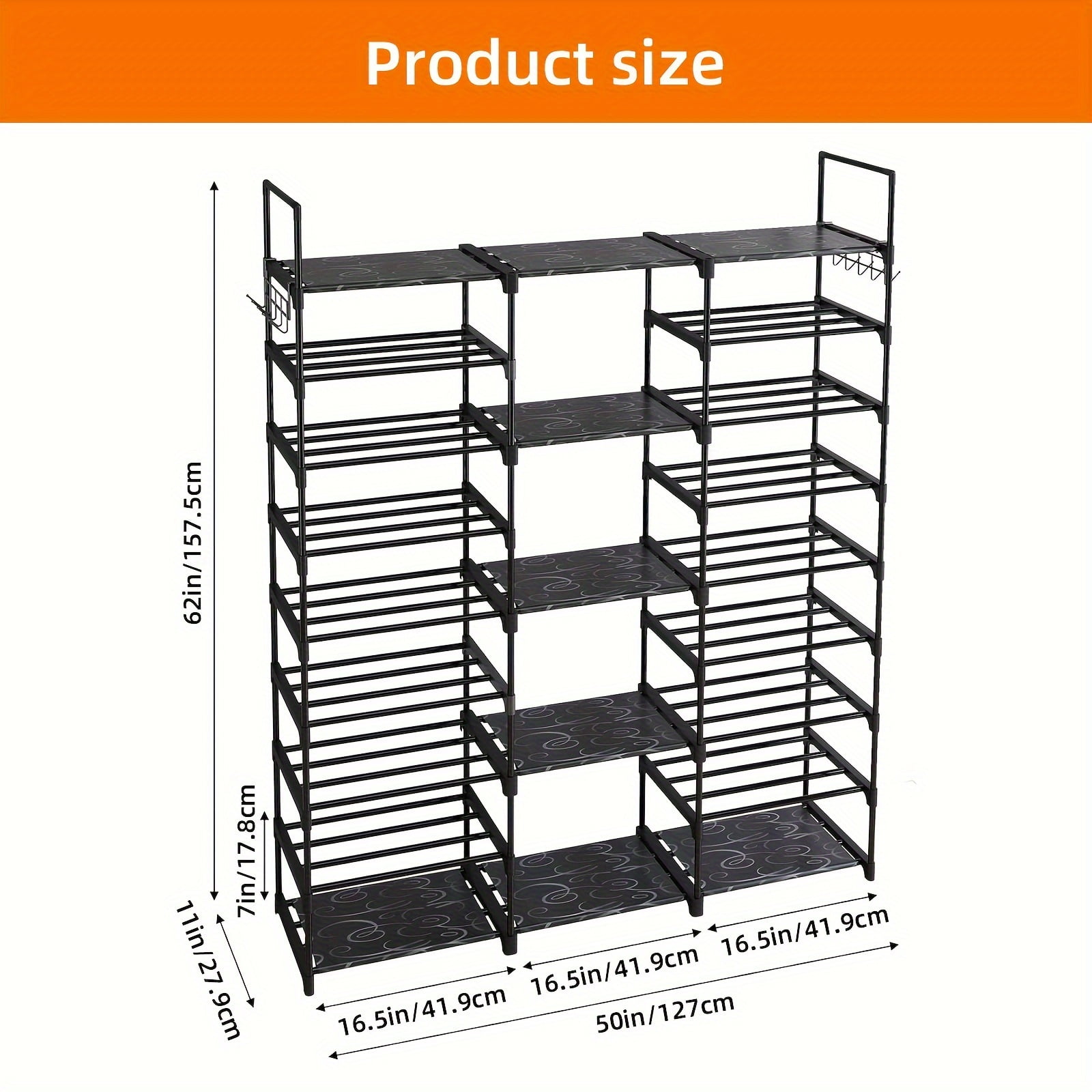 FANRUINA 9/10-Tier Adjustable Kitchen Shelves – Black Metal Storage ...