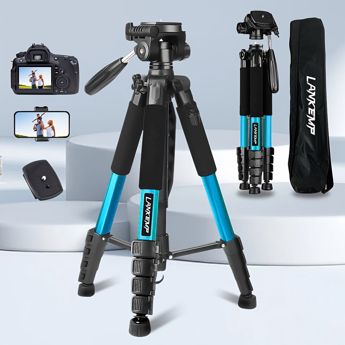 FANRUINA Aluminum Tripod, 74-inch Professional Heavy-duty Camera Stand ...
