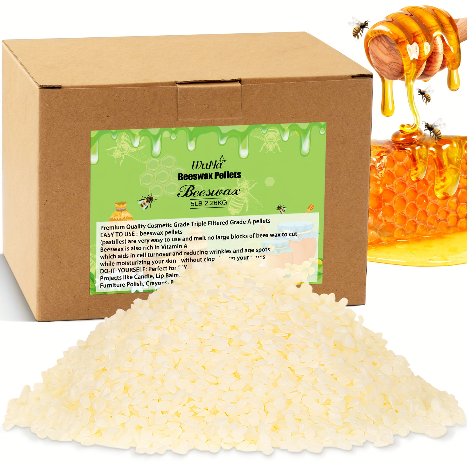 FANRUINA Beeswax For DIY 5lb Food Grade White Beeswax Granules ...