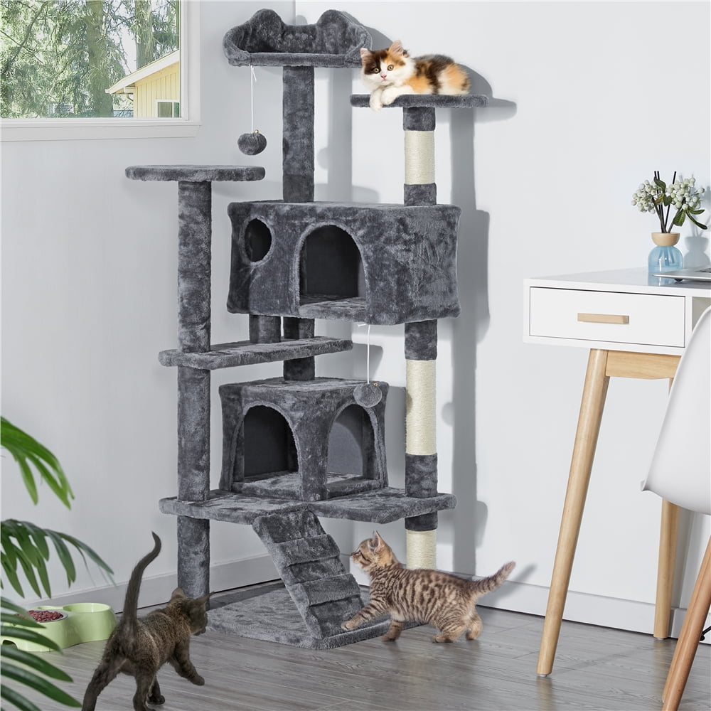 "FANRUINA Cat Tree 54/62/70in Large Cat Tower with 2 Condos, 3 ...