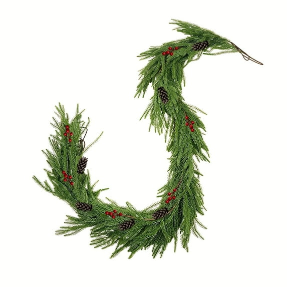 FANRUINA Christmas Wreath Norfolk Pine Artificial Garland For Outdoor ...