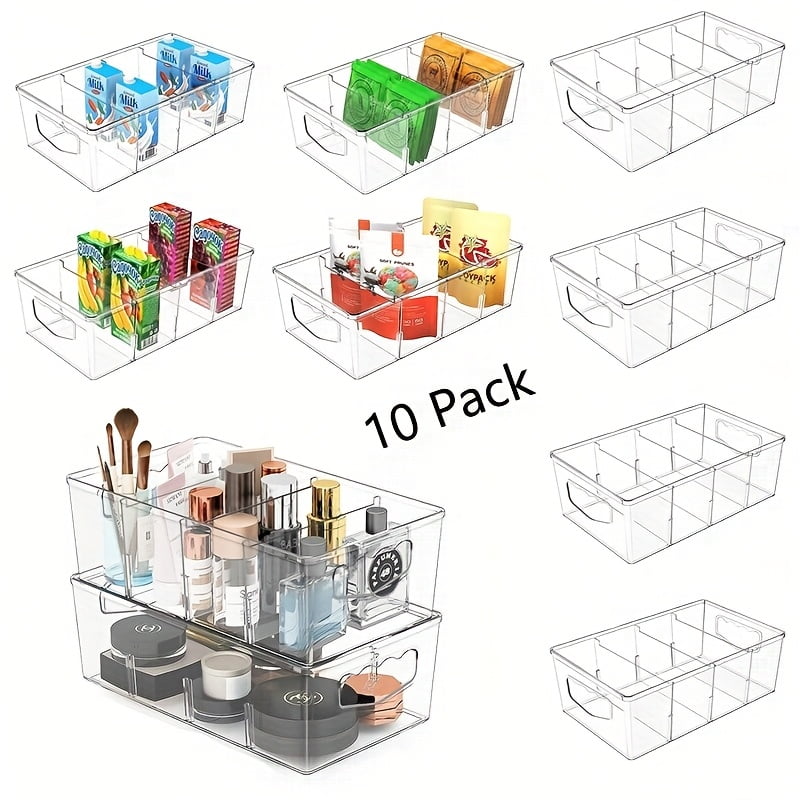 FANRUINA Clear Storage Organizer Bins 4 Pack Plastic Pantry ...