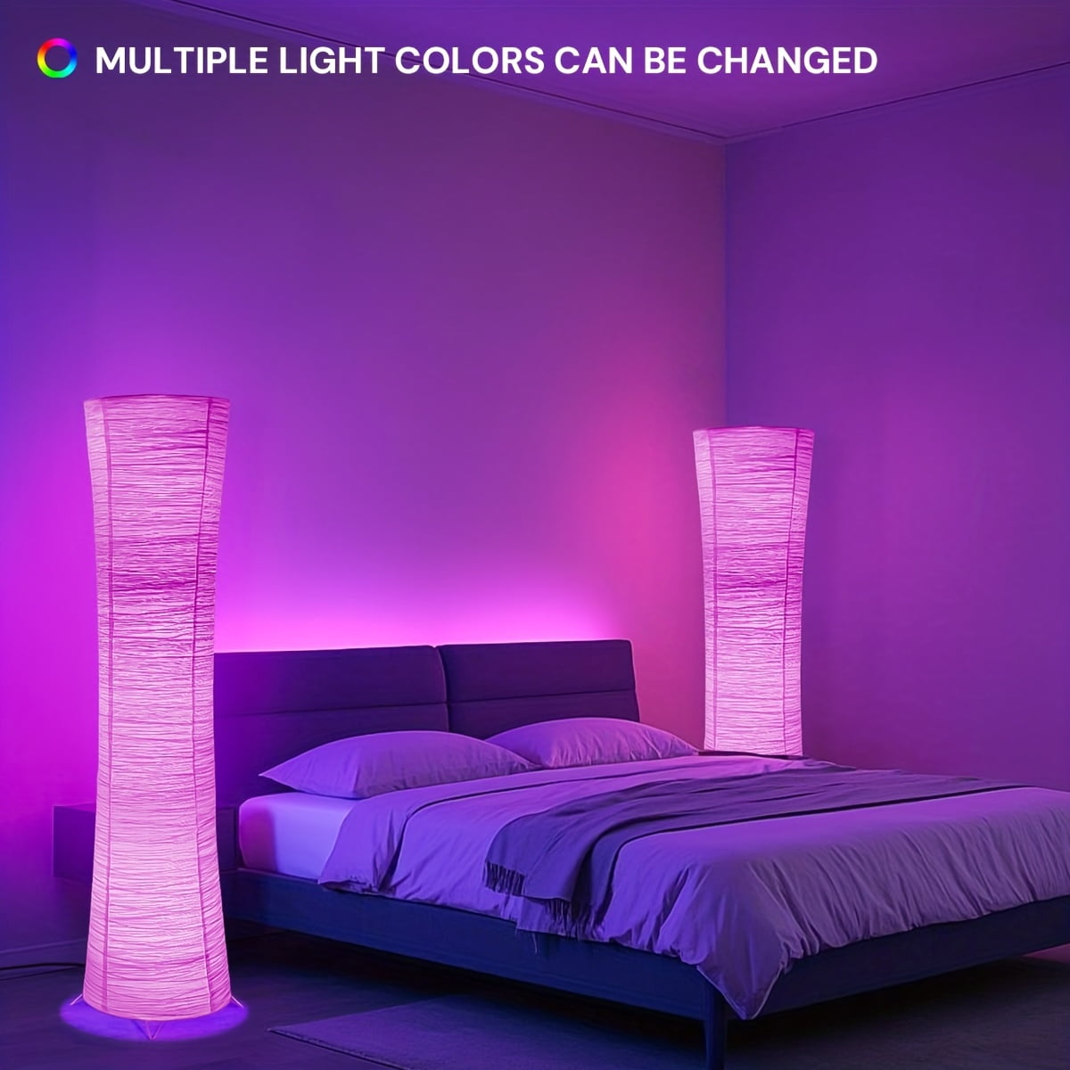 FANRUINA Color changing Paper RGB Floor Lamps with Remote and On Off ...