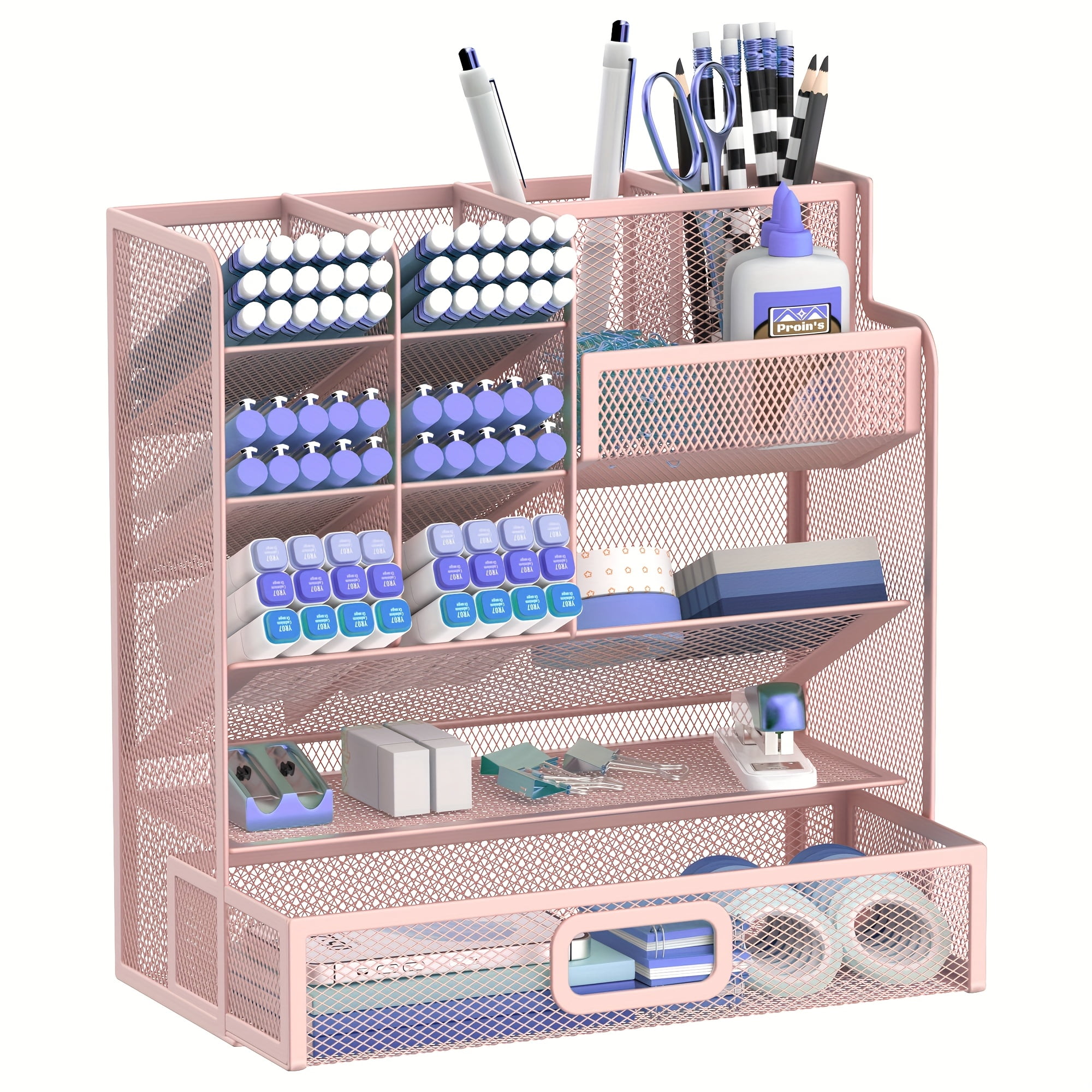FANRUINA Desktop Mesh Pen Holder with Drawer, Multifunctional Pencil ...