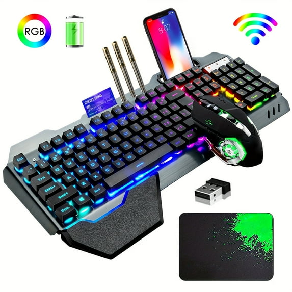 FANRUINA Gaming Keyboard And Mouse Set Wireless Rainbow Backlit ...
