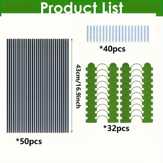 FANRUINA Garden Hoops For Greenhouse 25pcs 43 Inch Tunnel Frame With ...