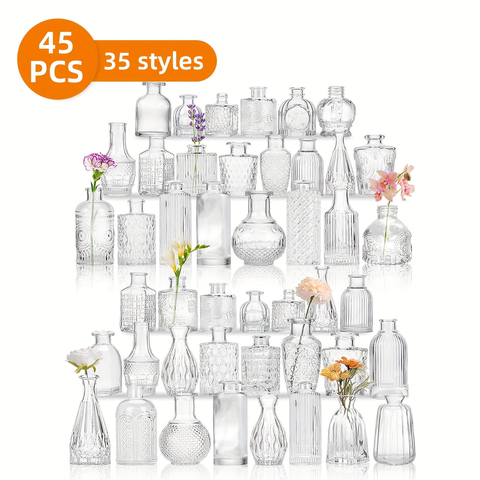 FANRUINA Glass Bud Vase Set (12/24/36 PCs) - Small Clear Centerpiece ...