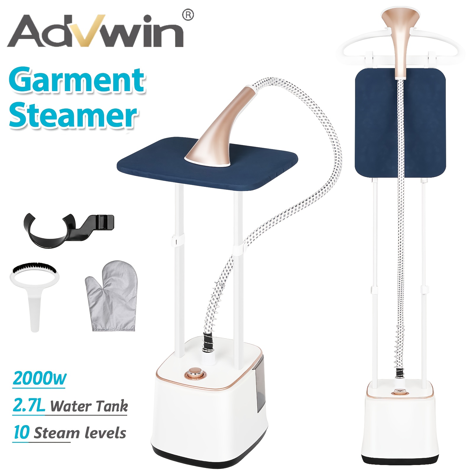 FANRUINA Heavy-Duty 2000W Garment Steamer - 10 Steam Levels, 91.3oz ...