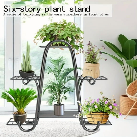FANRUINA Metal Plant Stand 6 Tier Design Decorative Curved Arms Vine ...