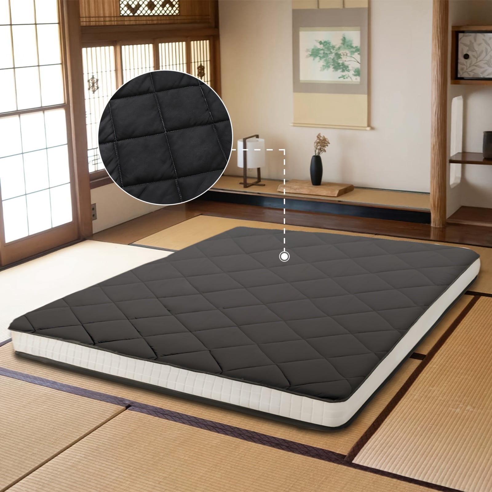 FANRUINA Portable Japanese Floor Mattress Futon Mattress, 4" Extra ...