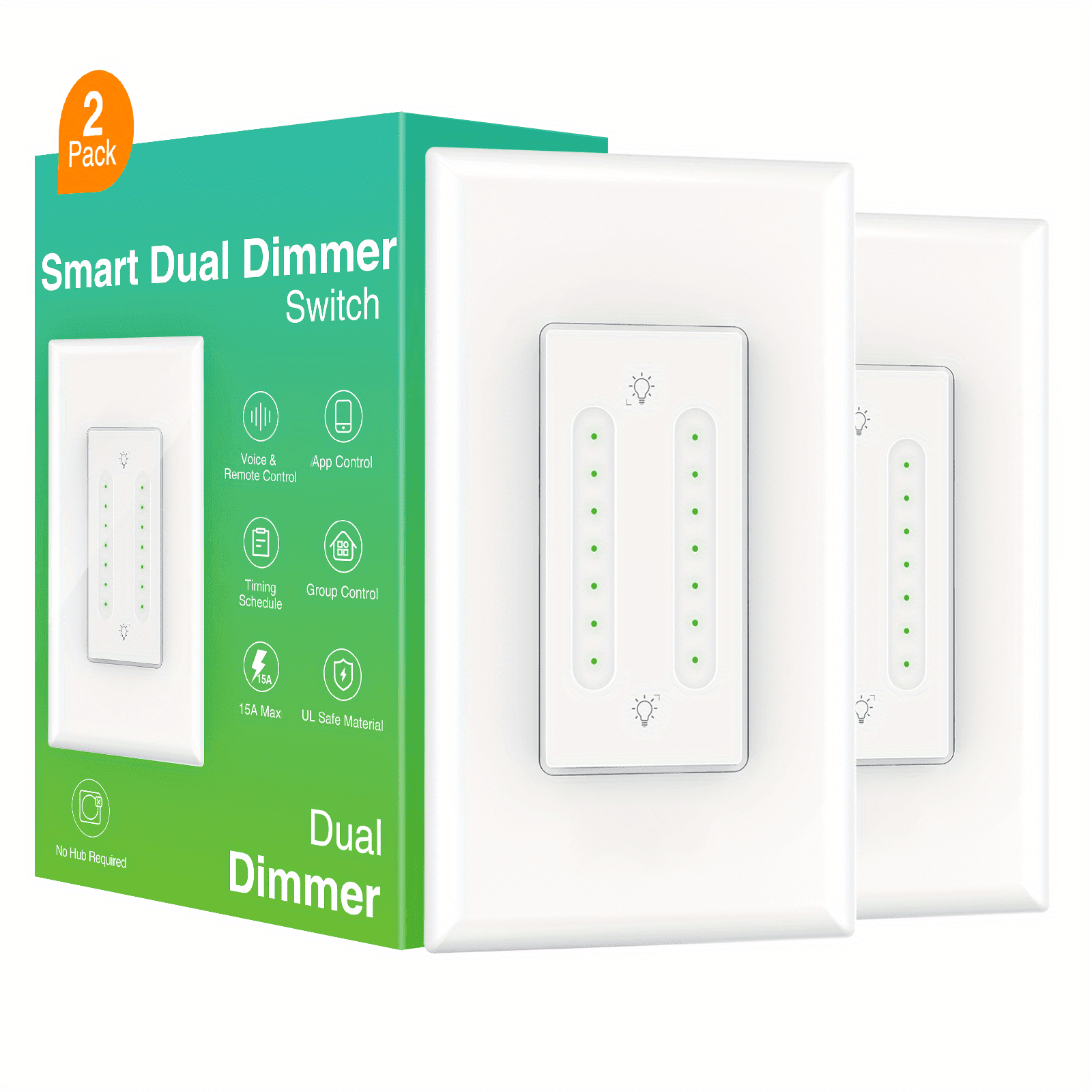 FANRUINA Smart Dual Dimmer Switch, Compatible with Alexa and Google ...