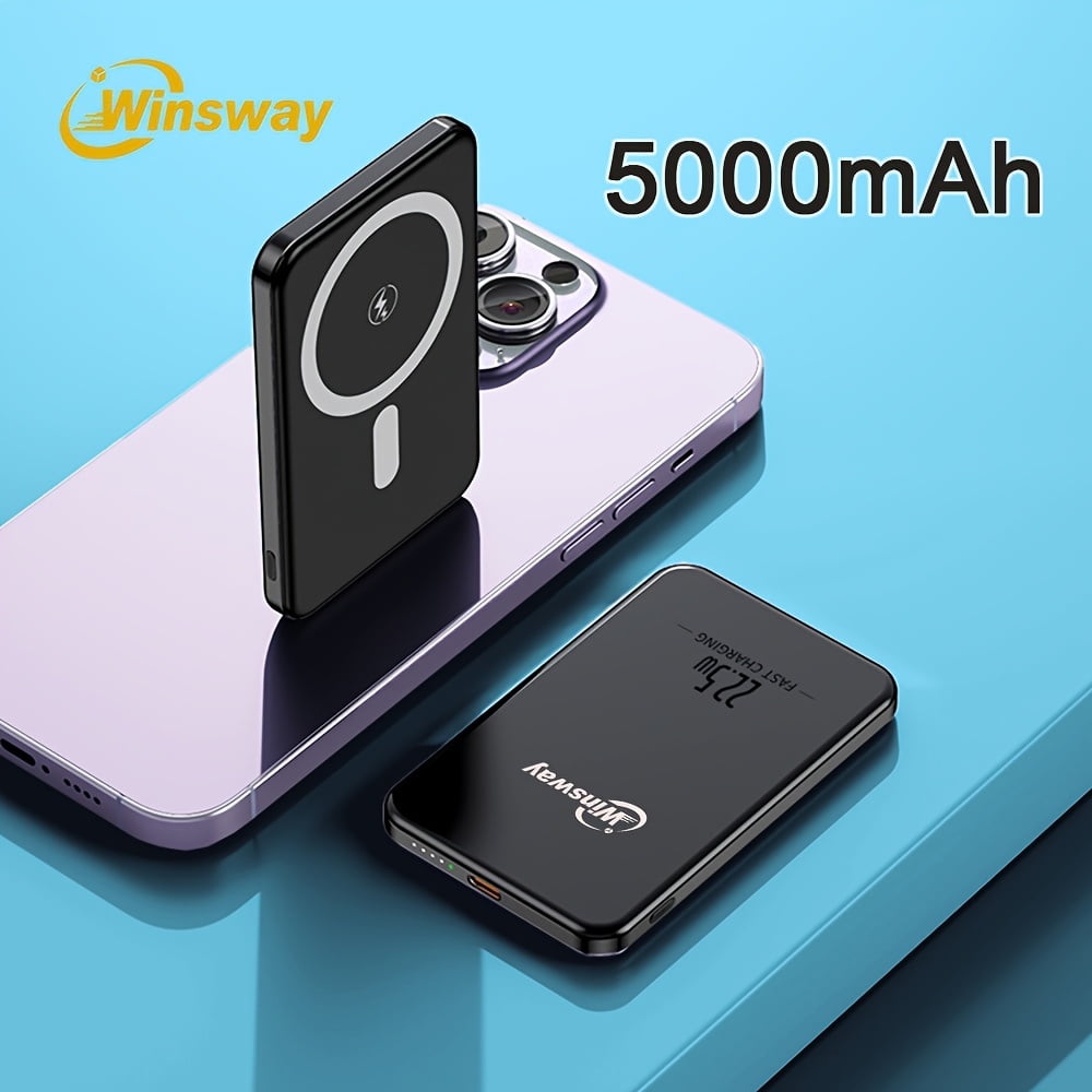 FANRUINA Ultra-thin Magnetic Power Bank 10.4mm, 5000mAh Wireless ...