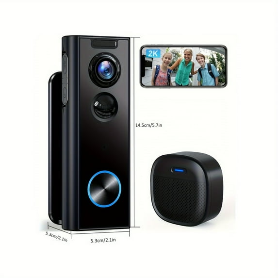 FANRUINA Wireless Doorbell Camera (No Subscription) - 2K Video Doorbell ...