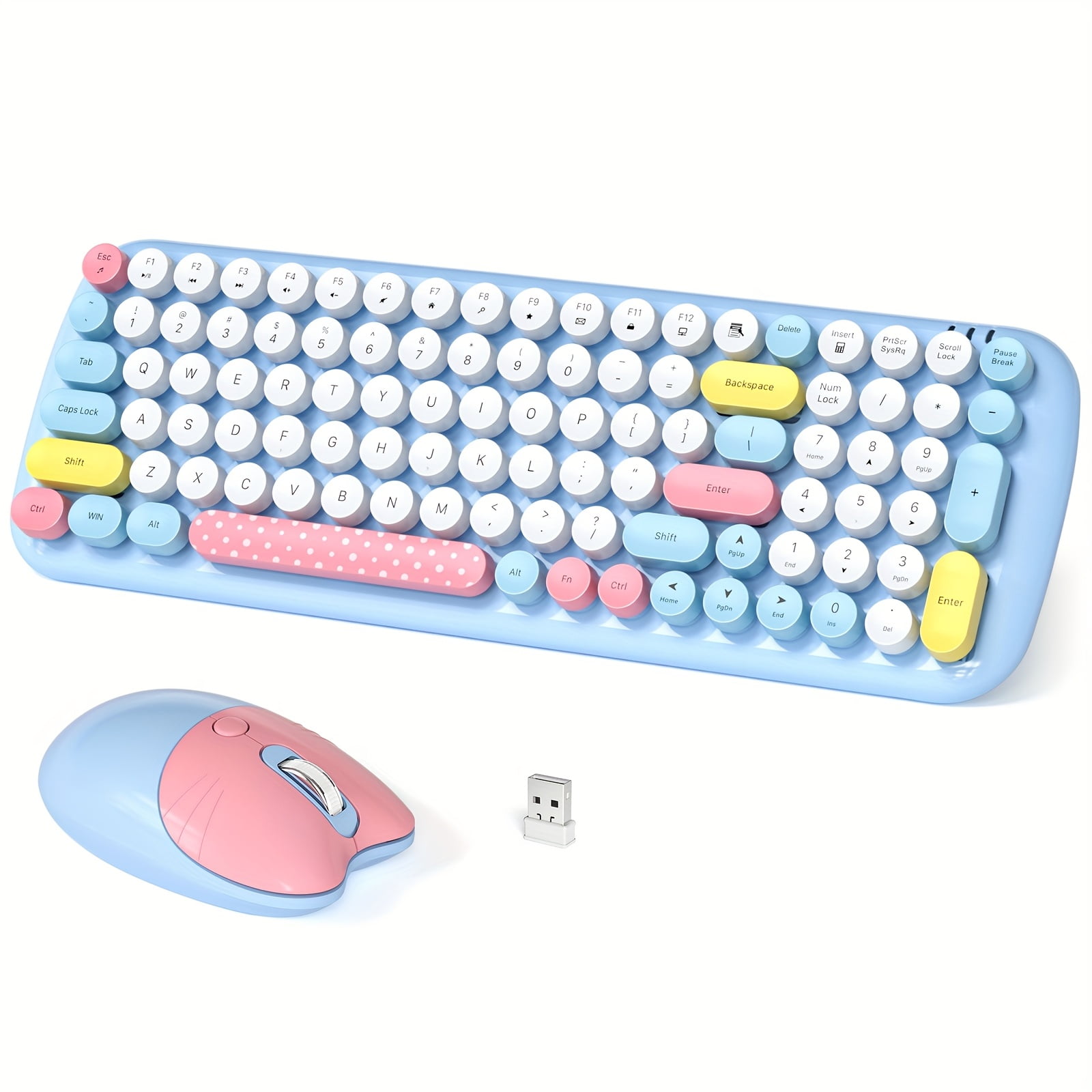 FANRUINA Wireless Keyboard And Mouse, Typewriter Full Size Keyboard ...