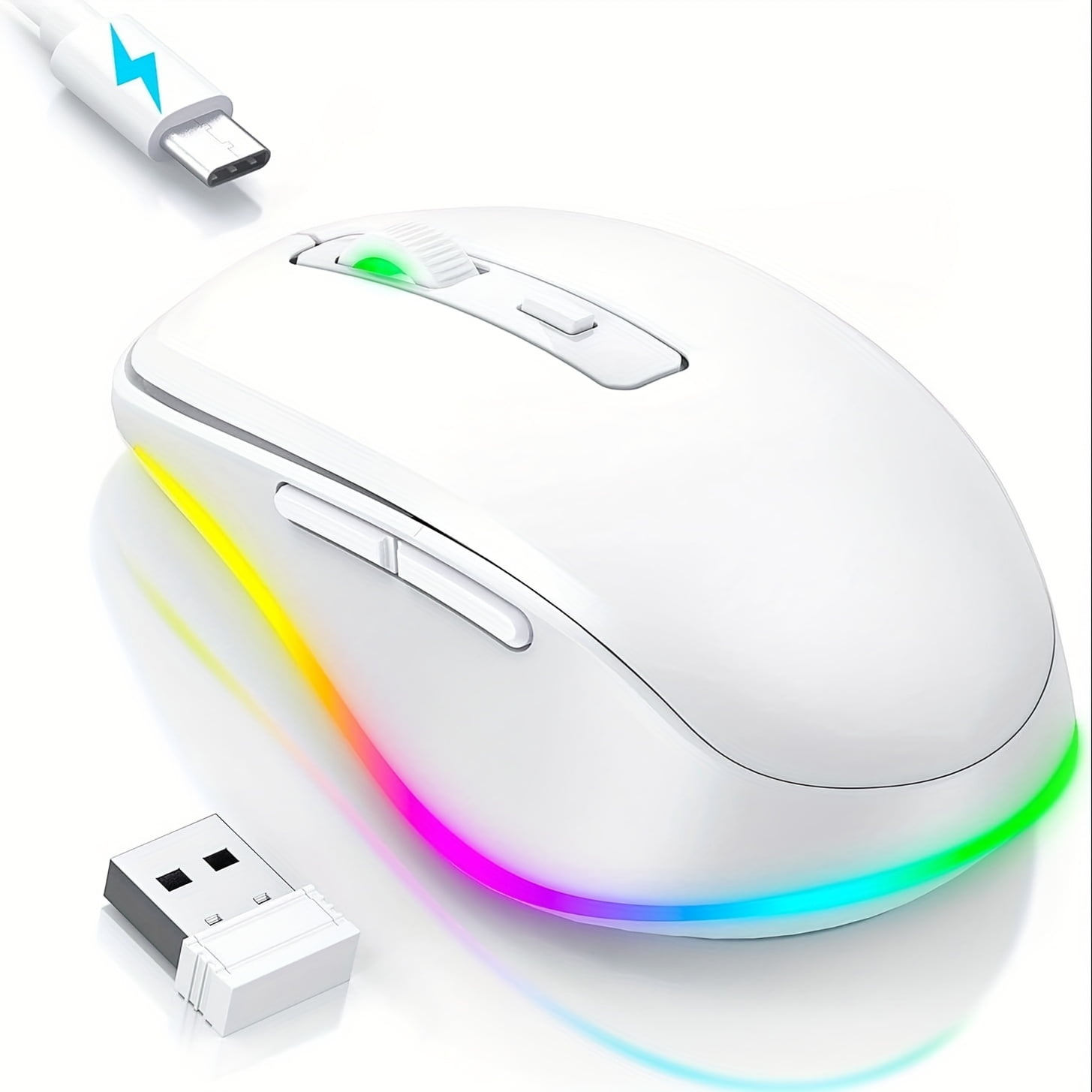 FANRUINA Wireless LED Mouse, Rechargeable Silent Office Mouse with ...