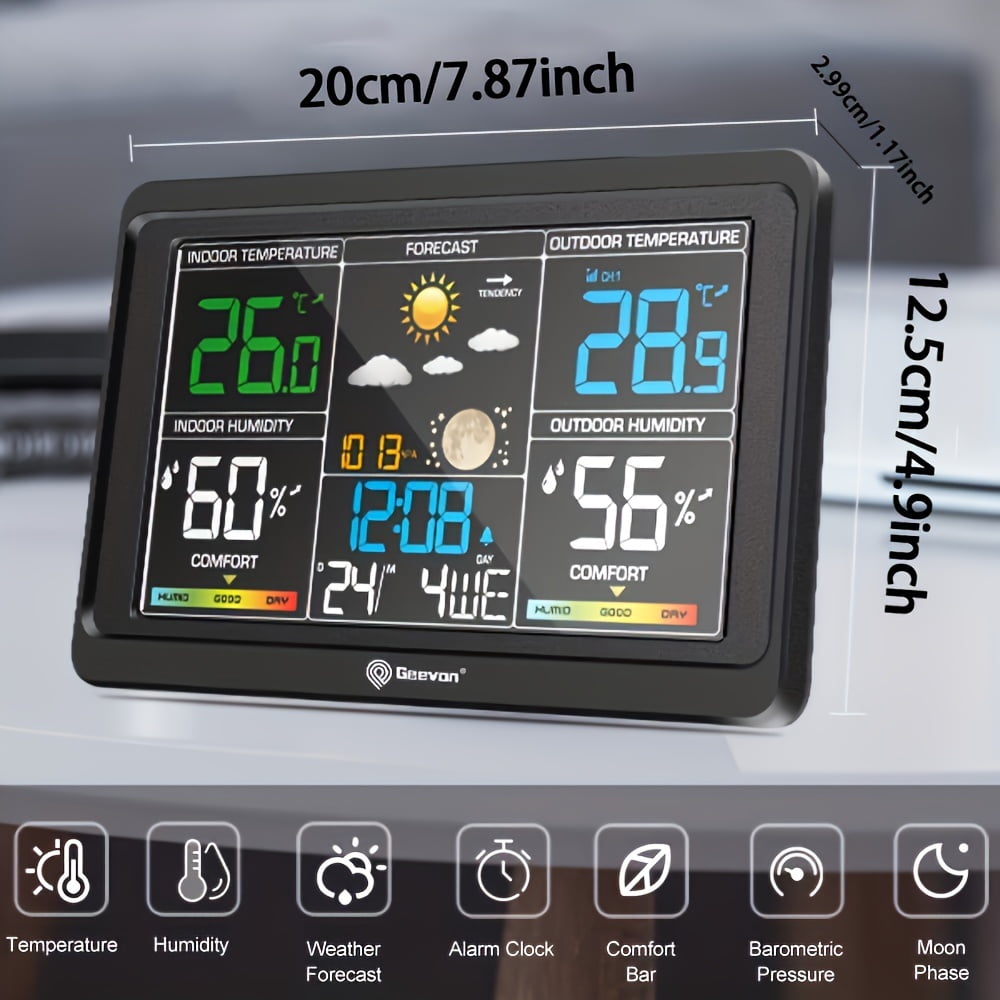 FANRUINA Wireless Weather Station Indoor Outdoor Thermometer, Color ...