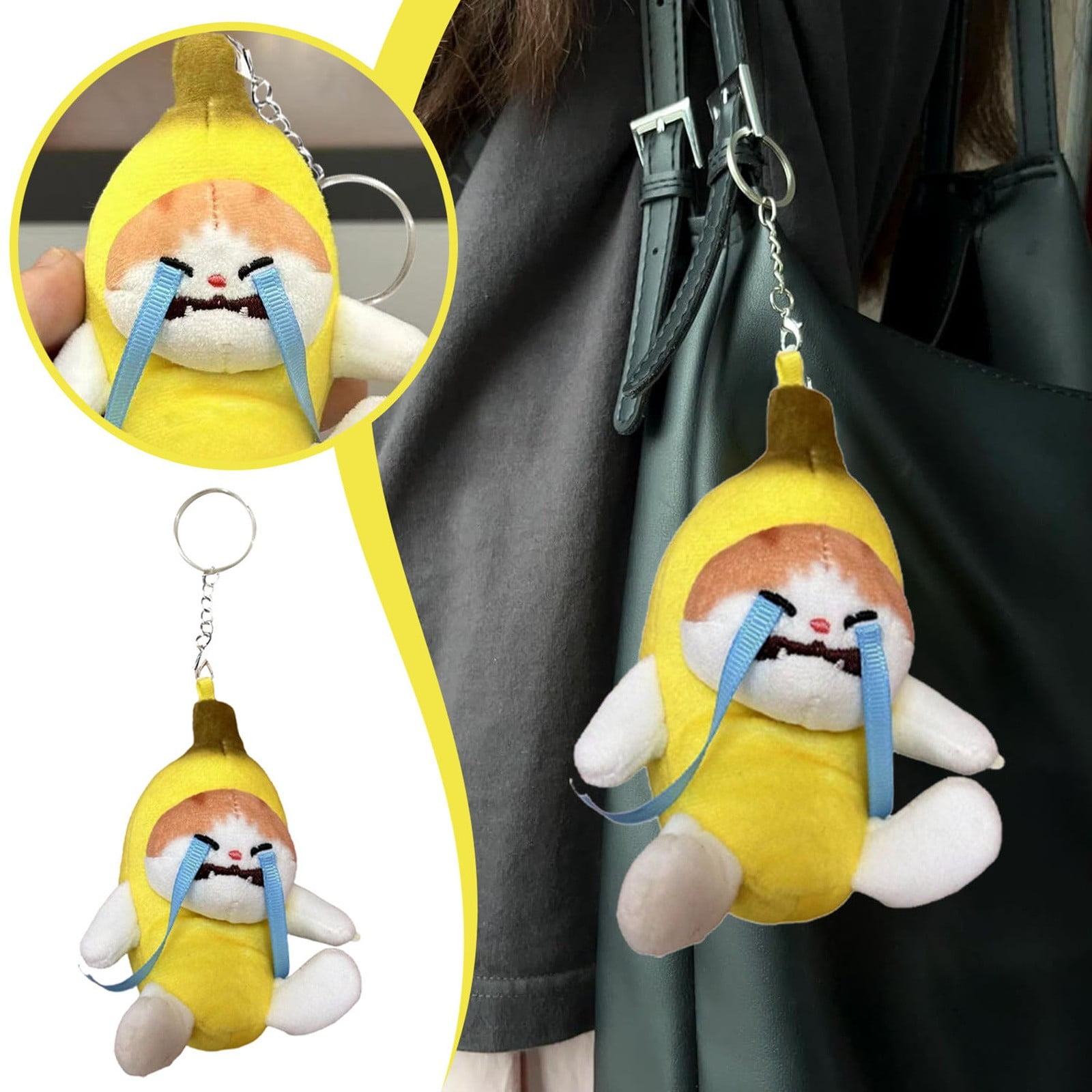 FANSHAYTTT Crying Banana Cat Pendant Cute Banana Cat Doll Sound Making ...